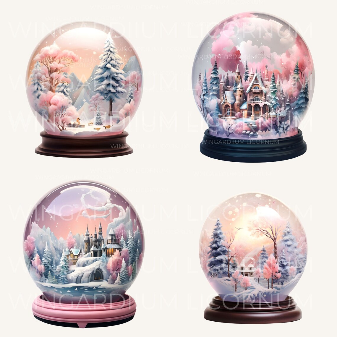 Christmas clipart, snowglobe clipart, 3D snowglobes, christmas snow ...