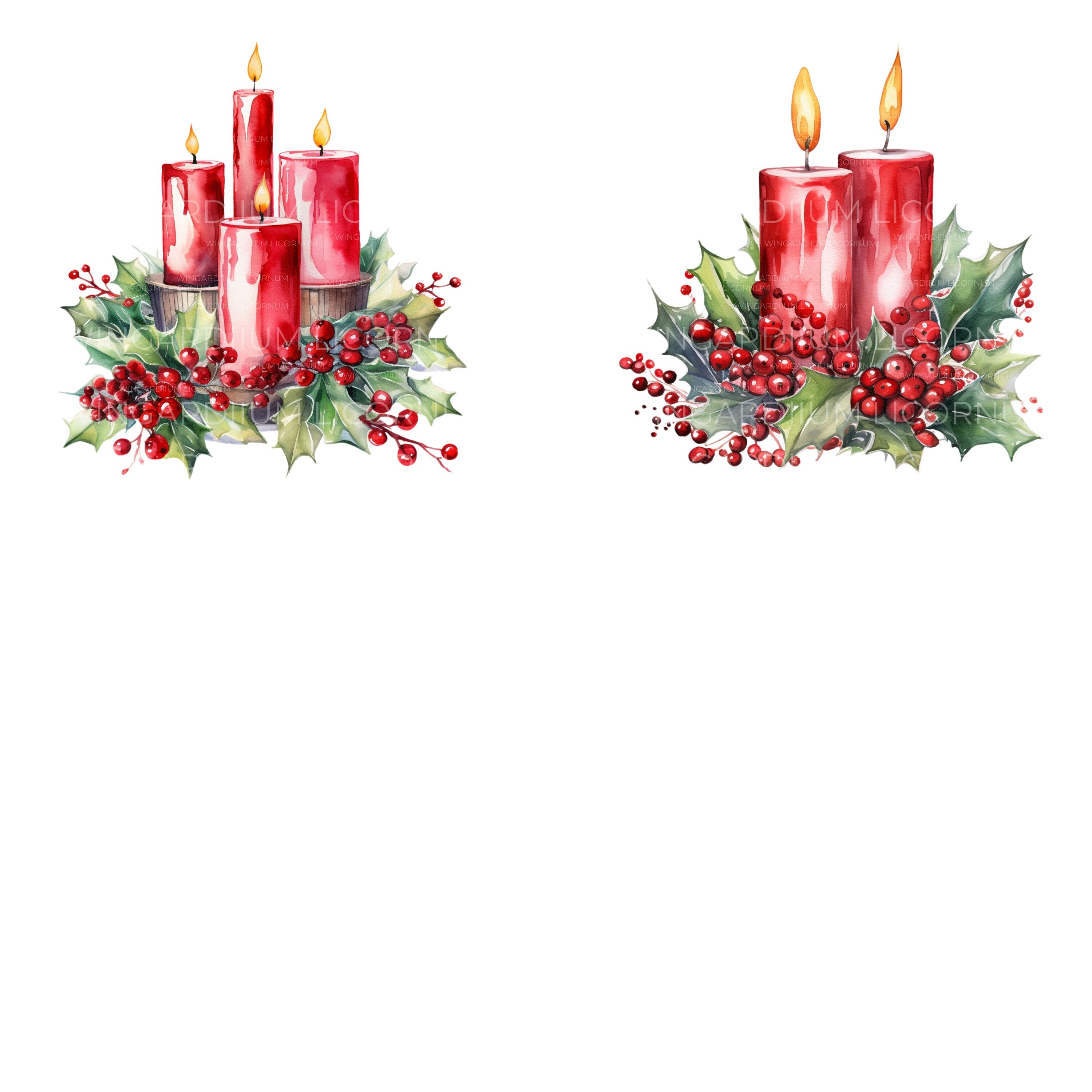 Watercolor Christmas Candles Clipart, Winter Candles,advent Candles Png ...