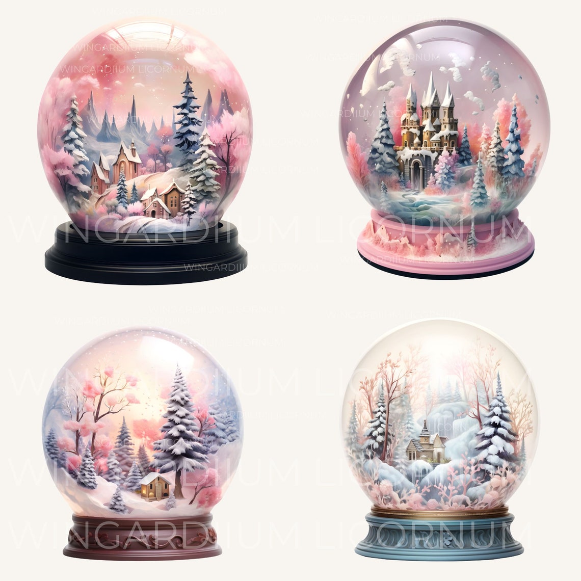 Christmas clipart, snowglobe clipart, 3D snowglobes, christmas snow ...