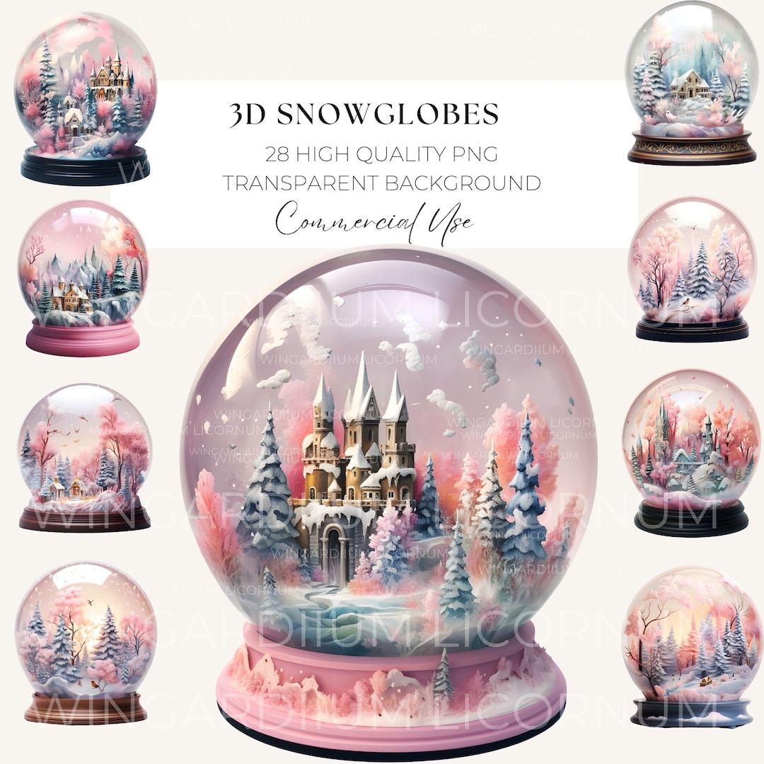 Christmas Clipart, Snowglobe Clipart, 3D Snowglobes, Christmas Snow ...