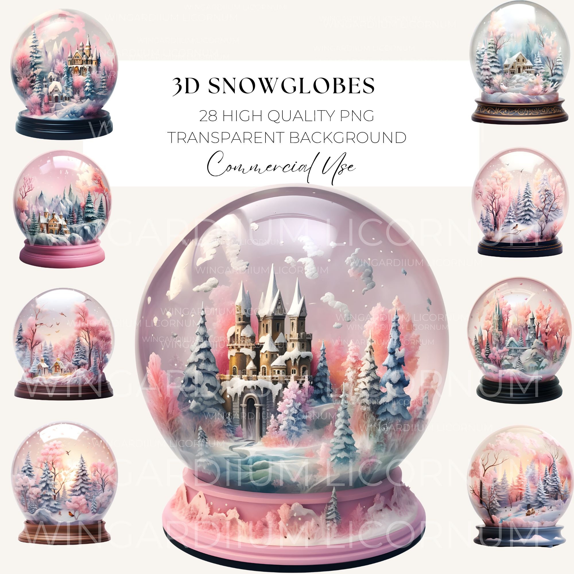 Christmas clipart, snowglobe clipart, 3D snowglobes, christmas snow ...