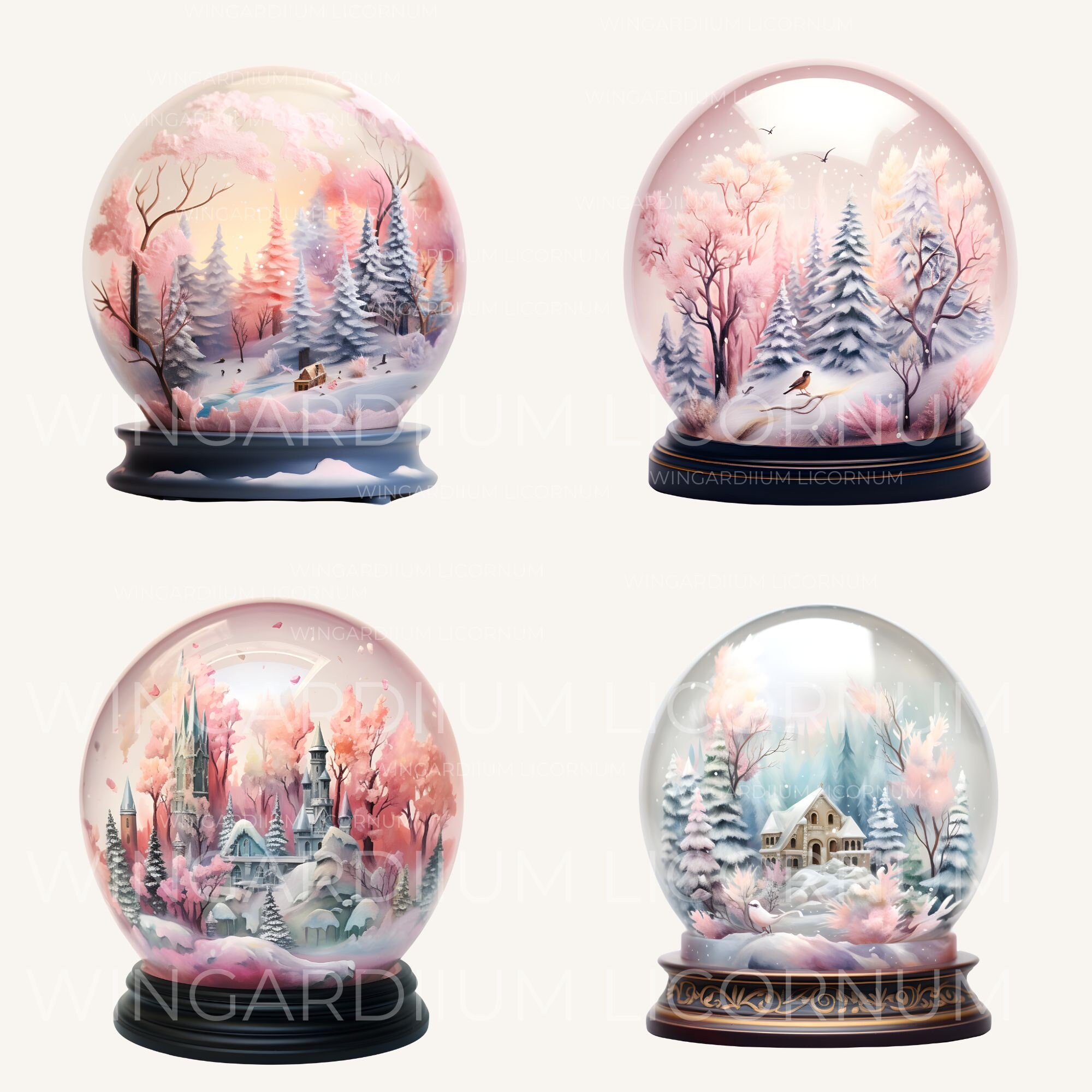 Christmas clipart, snowglobe clipart, 3D snowglobes, christmas snow ...