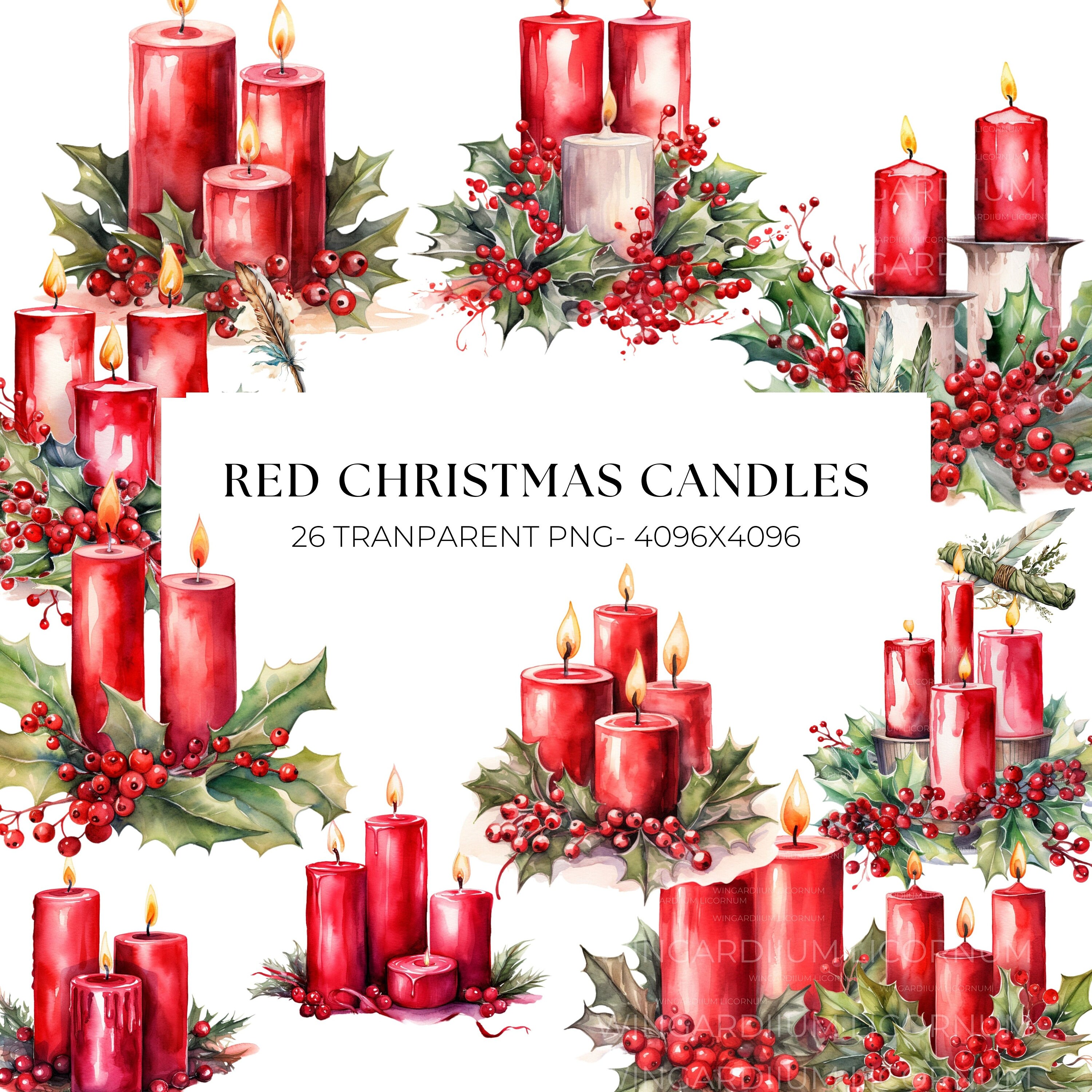 Watercolor Christmas Candles Clipart, Winter Candles,advent Candles Png ...