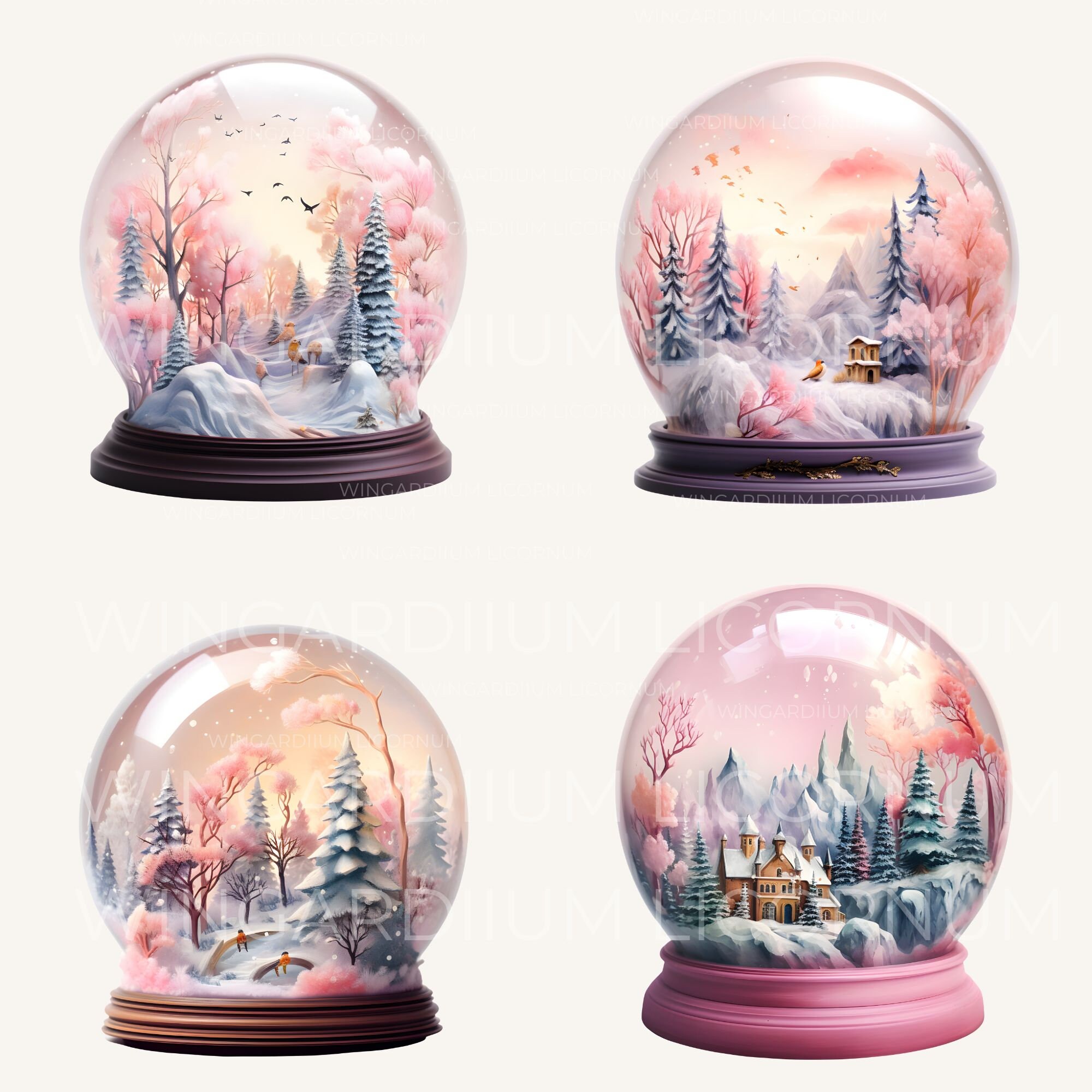 Christmas clipart, snowglobe clipart, 3D snowglobes, christmas snow ...