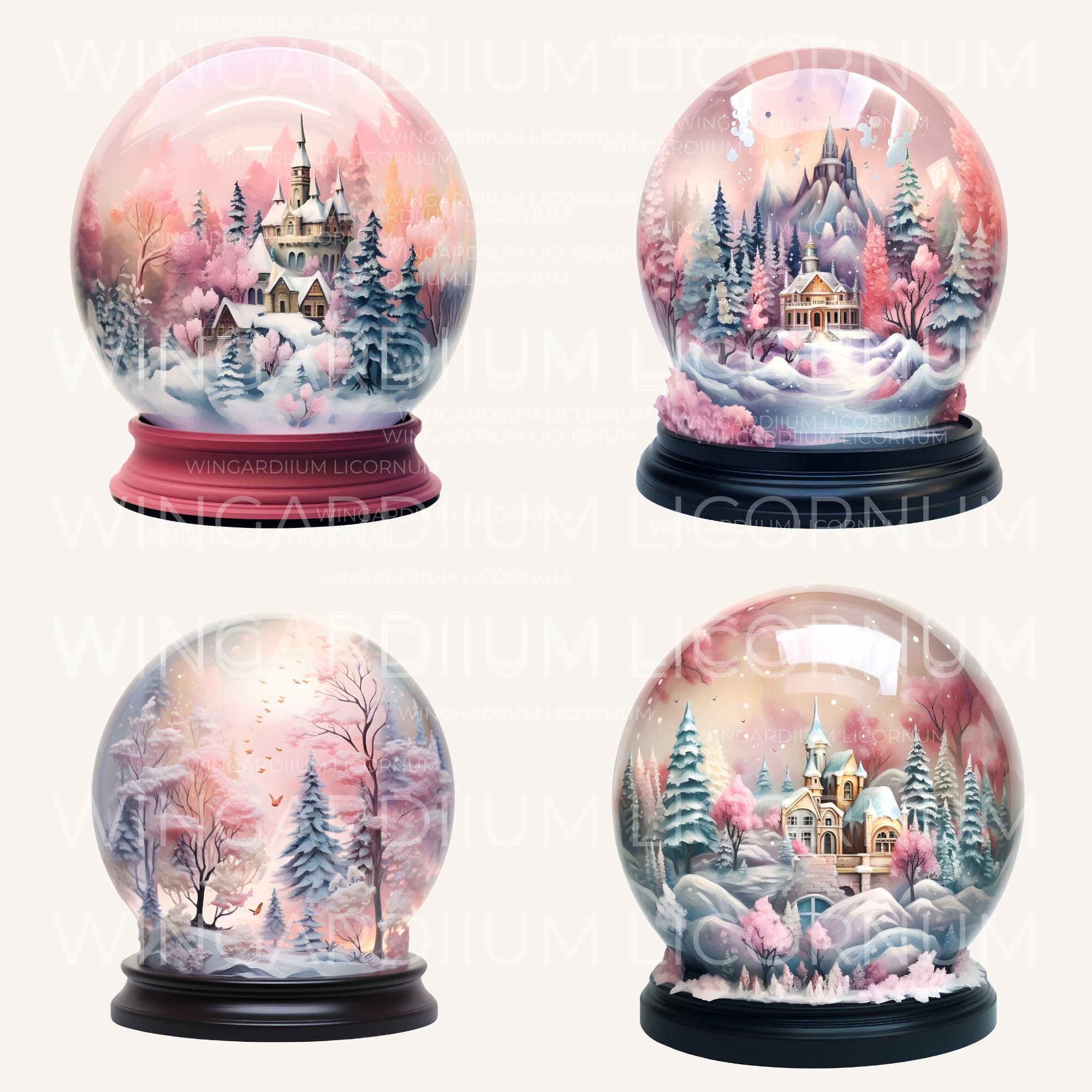 Christmas clipart, snowglobe clipart, 3D snowglobes, christmas snow ...