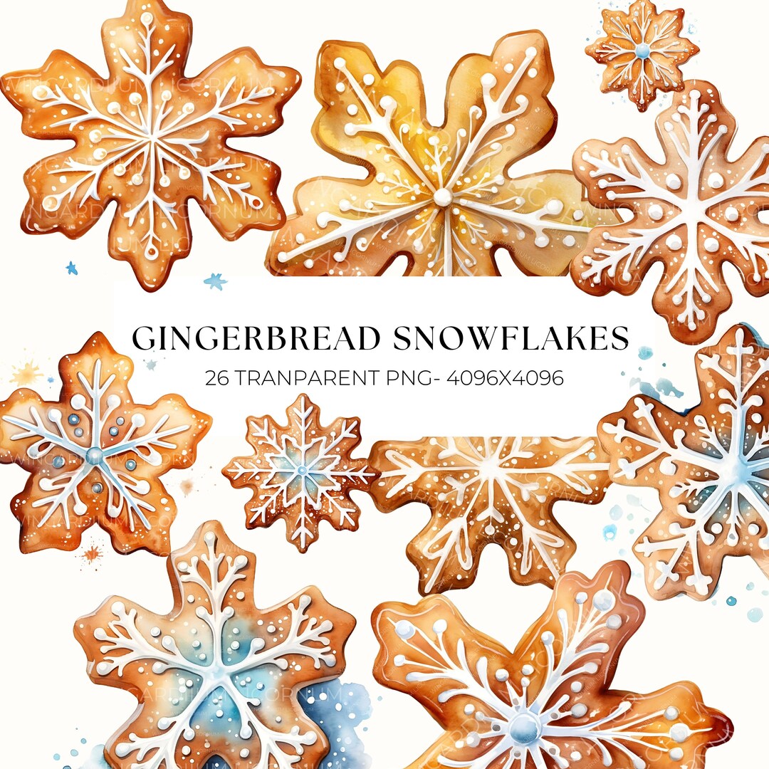 Watercolor Gingerbread Snowflakes Png, Gingerbread Clipart, Winter ...