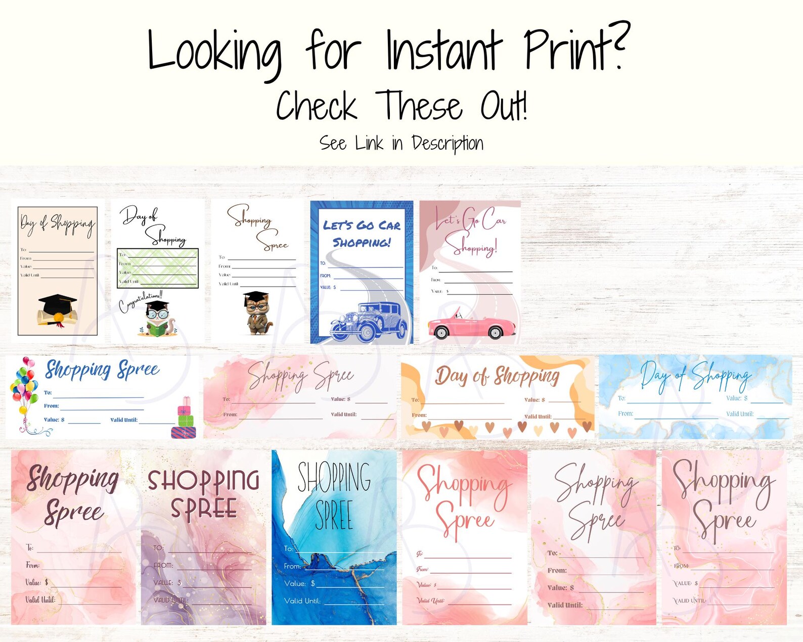 Template Shopping Spree Gift Certificate, Day of Shopping Gift for Teen ...