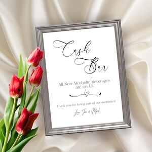 Editable Cash Bar Sign Template for Wedding, Anniversary, Birthday ...