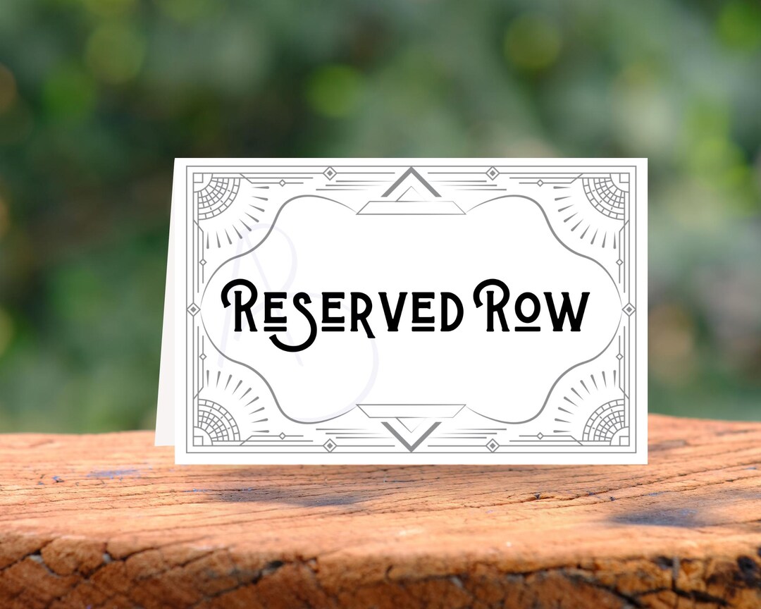 Vintage Style Reserved Row Sign for Wedding or Other Event in Black and ...