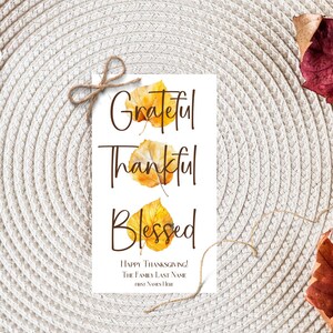 Grateful Thankful Blessed Template for Thanksgiving Tags With ...