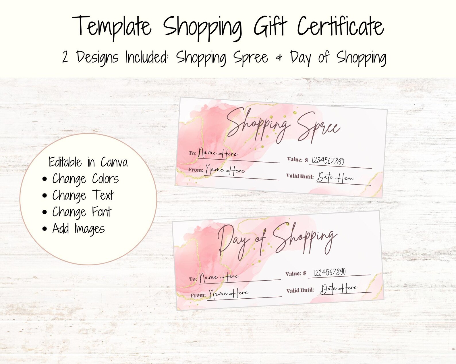 Template Shopping Spree Gift Certificate, Day of Shopping Gift for Teen ...