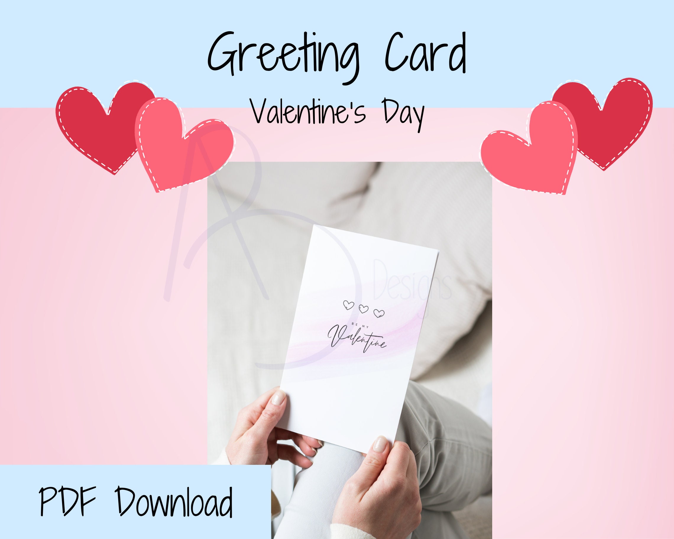 Valentine Card Printable, Last Minute Card, Be My Valentine Card ...