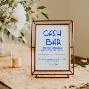 Cash Bar Sign Template for Wedding Reception or Other Celebration in ...