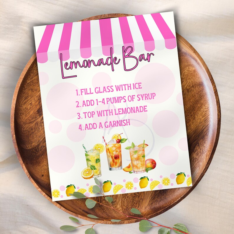 Pink Lemonade Bar Sign for Graduation, Birthday Party, Baby or Bridal ...