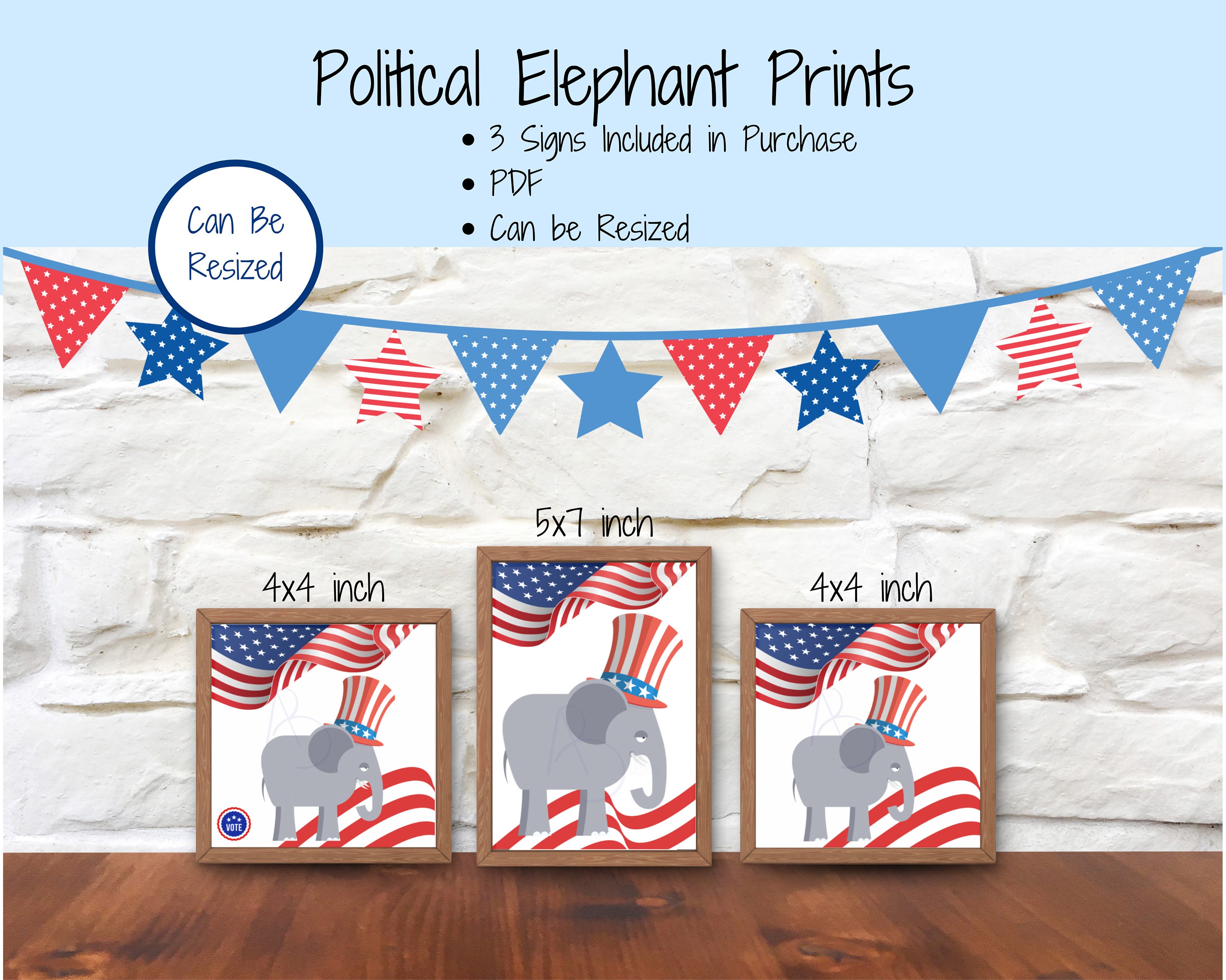 Republican Elephant Classroom Poster for Election, Printable Patriotic ...