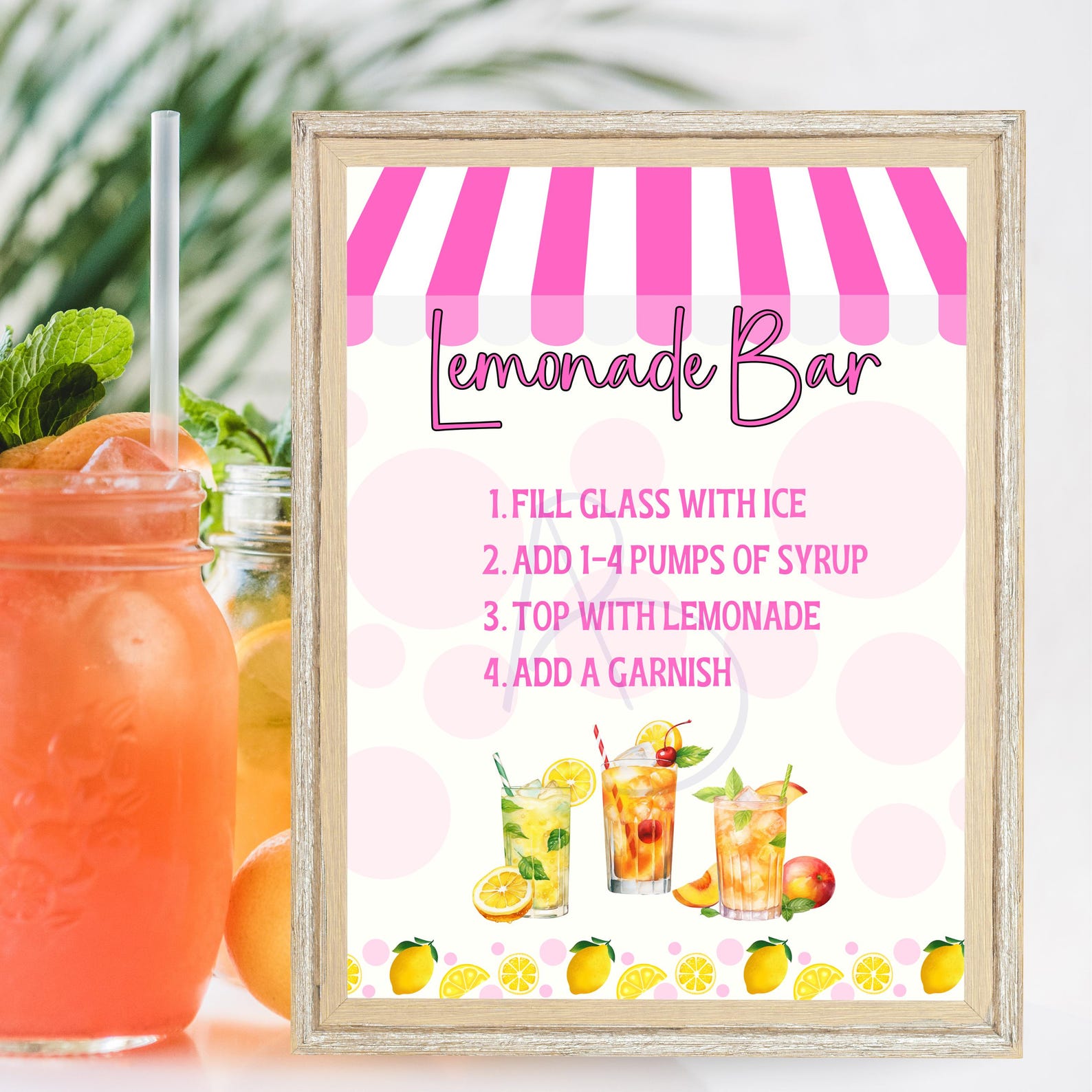 Pink Lemonade Bar Sign for Graduation, Birthday Party, Baby or Bridal ...