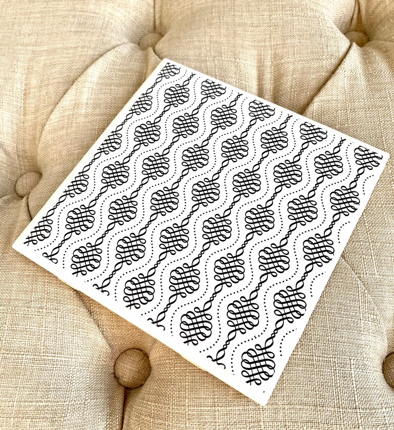 Extra Large Coaster With Squiggly Lines, Neutral Black Elegant Coaster ...