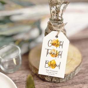 Grateful Thankful Blessed Template for Thanksgiving Tags With ...