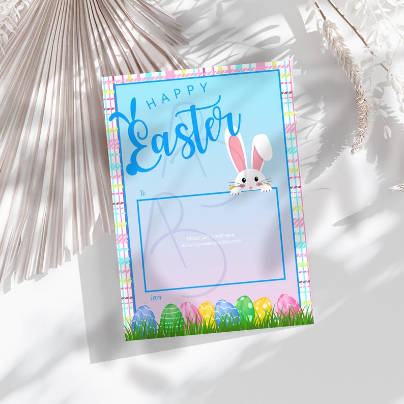 Printable Easter Bunny Gift Card Holder for Basket Filler, Last Minute ...