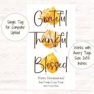 Grateful Thankful Blessed Template for Thanksgiving Tags With ...