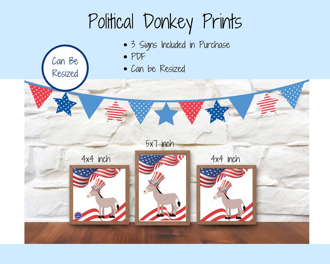 Democrat Donkey Classroom Poster for Election, Printable Patriotic ...