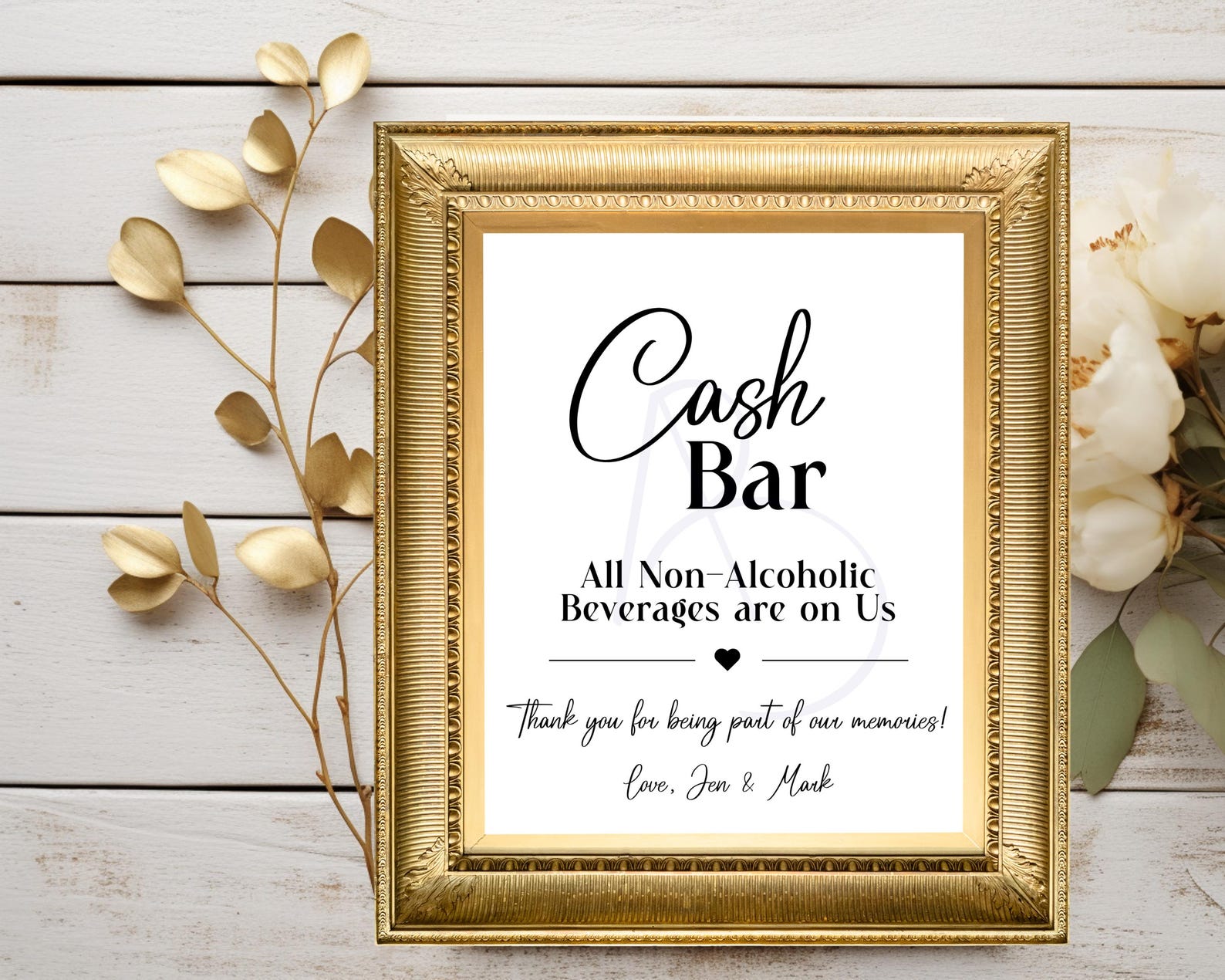 Editable Download Cash Bar Sign Template for Wedding, Anniversary or ...