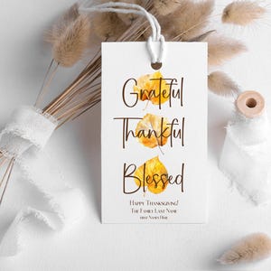 Grateful Thankful Blessed Template for Thanksgiving Tags With ...