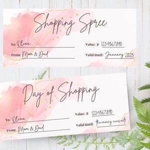 Template Shopping Spree Gift Certificate, Day of Shopping Gift for Teen ...