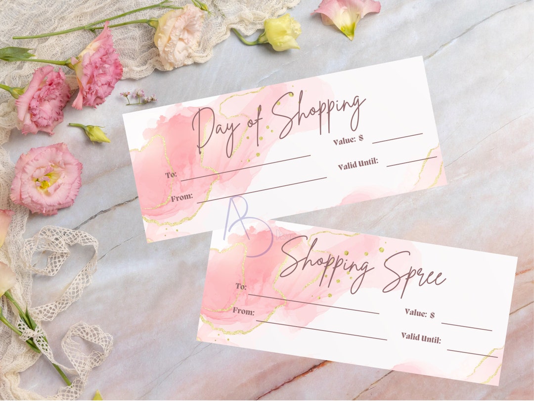 Day of Shopping Gift Certificate, Shopping Spree Gift Certificate, Gift ...