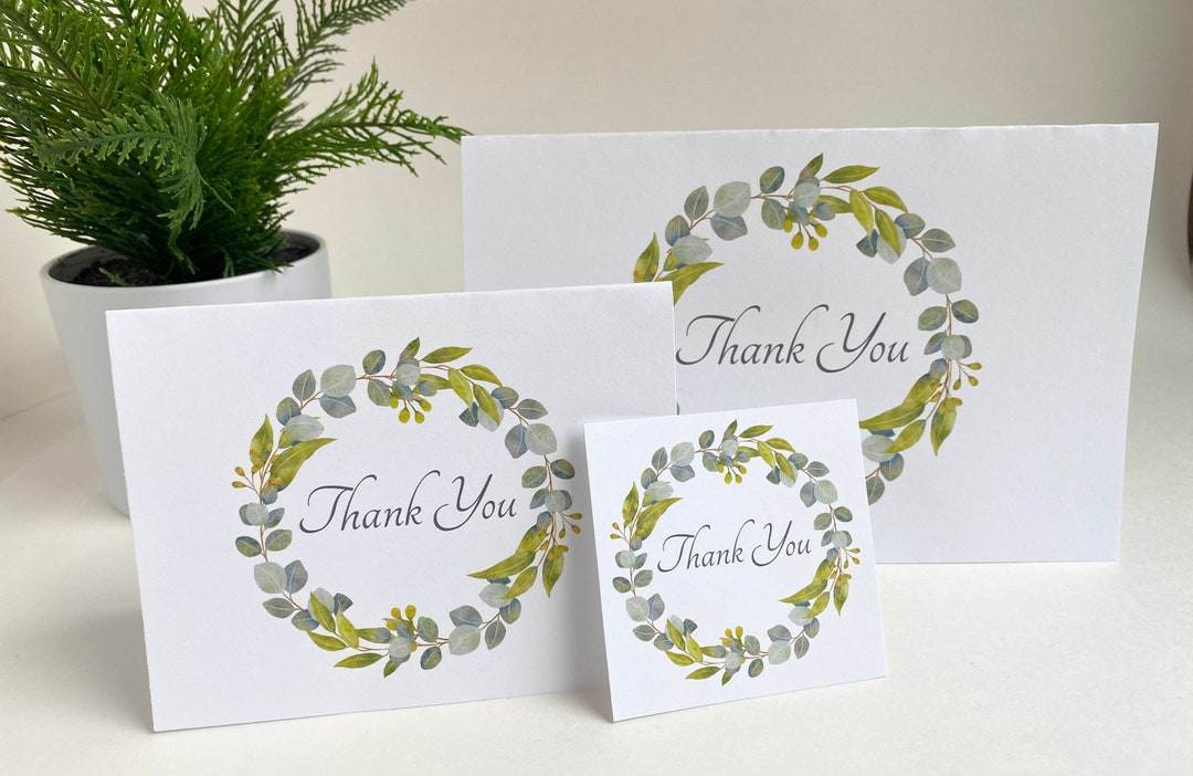 Thank You Card Printable, Wreath Thank You Card, Wreath Thank You Label ...