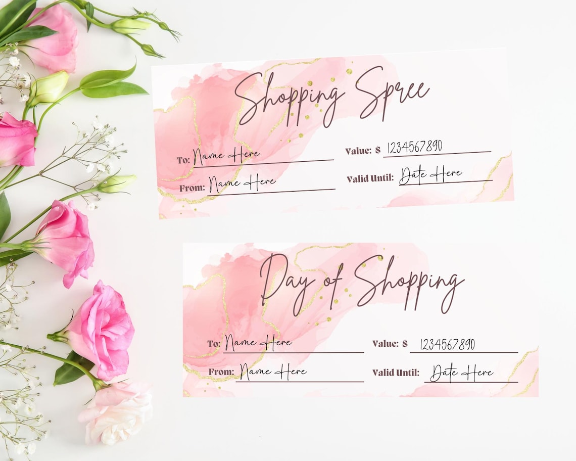 Template Shopping Spree Gift Certificate, Day of Shopping Gift for Teen ...