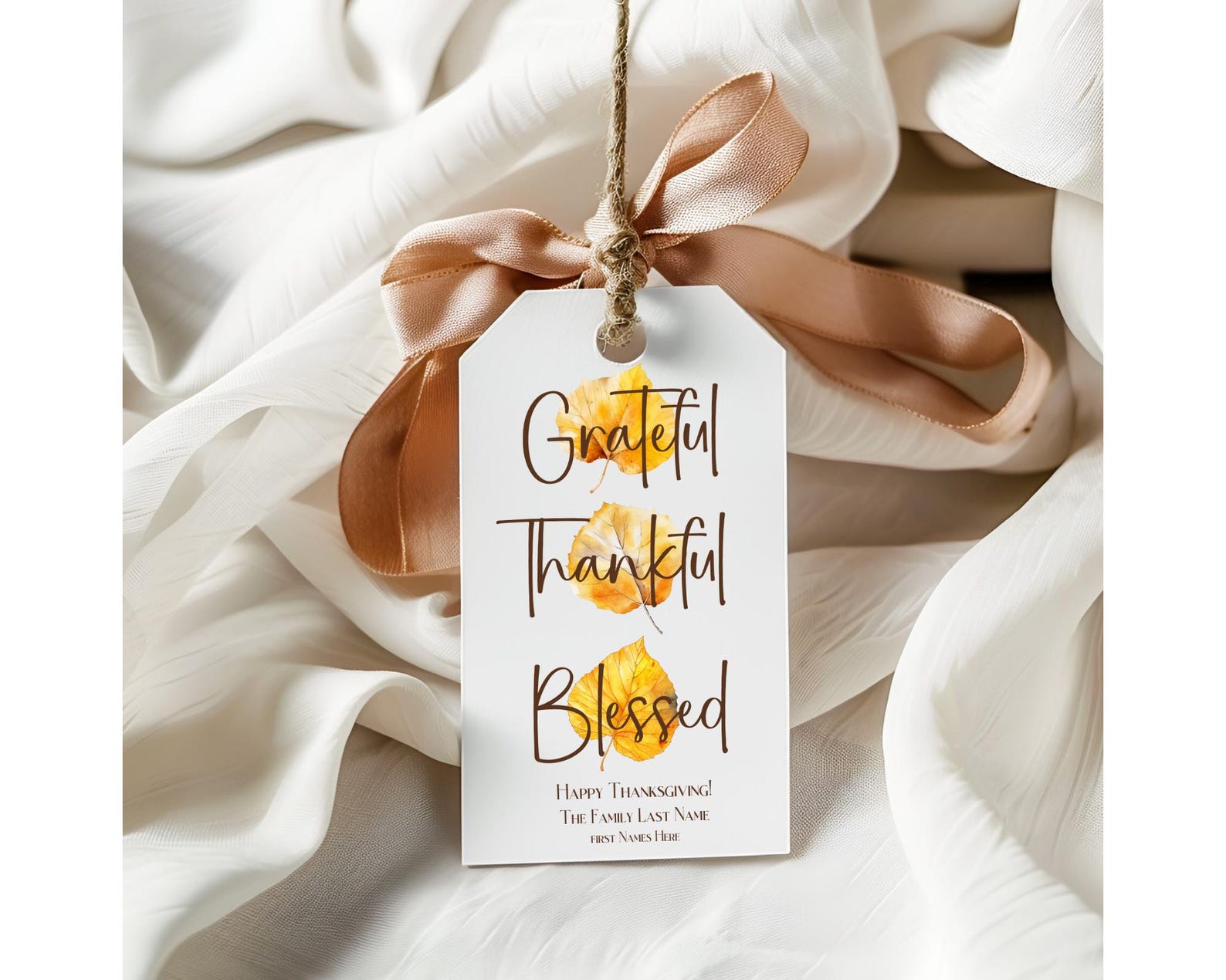 Grateful Thankful Blessed Template for Thanksgiving Tags With ...