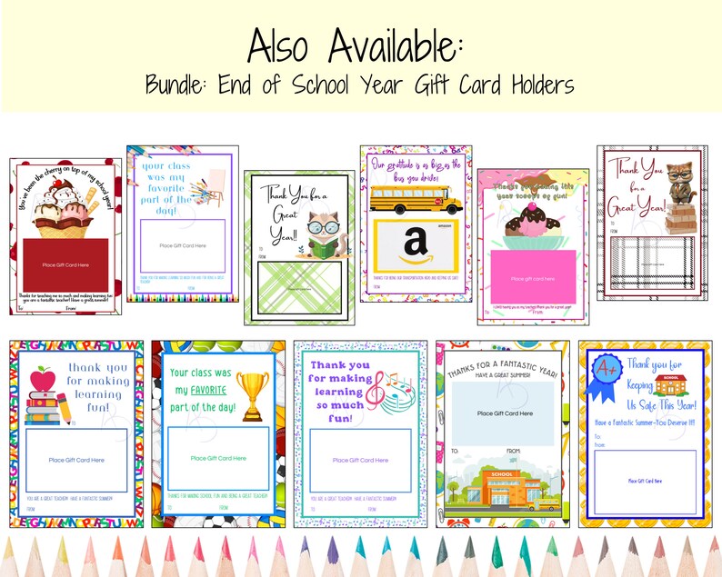 Bundle of Teacher/ School Appreciation Gift Card Holders, Thank You ...
