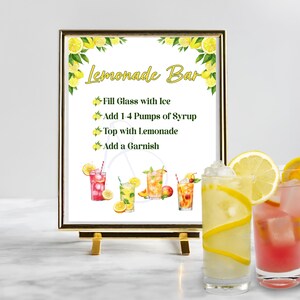 Lemonade Bar Sign for Graduation, Birthday Party, Baby or Bridal Shower ...