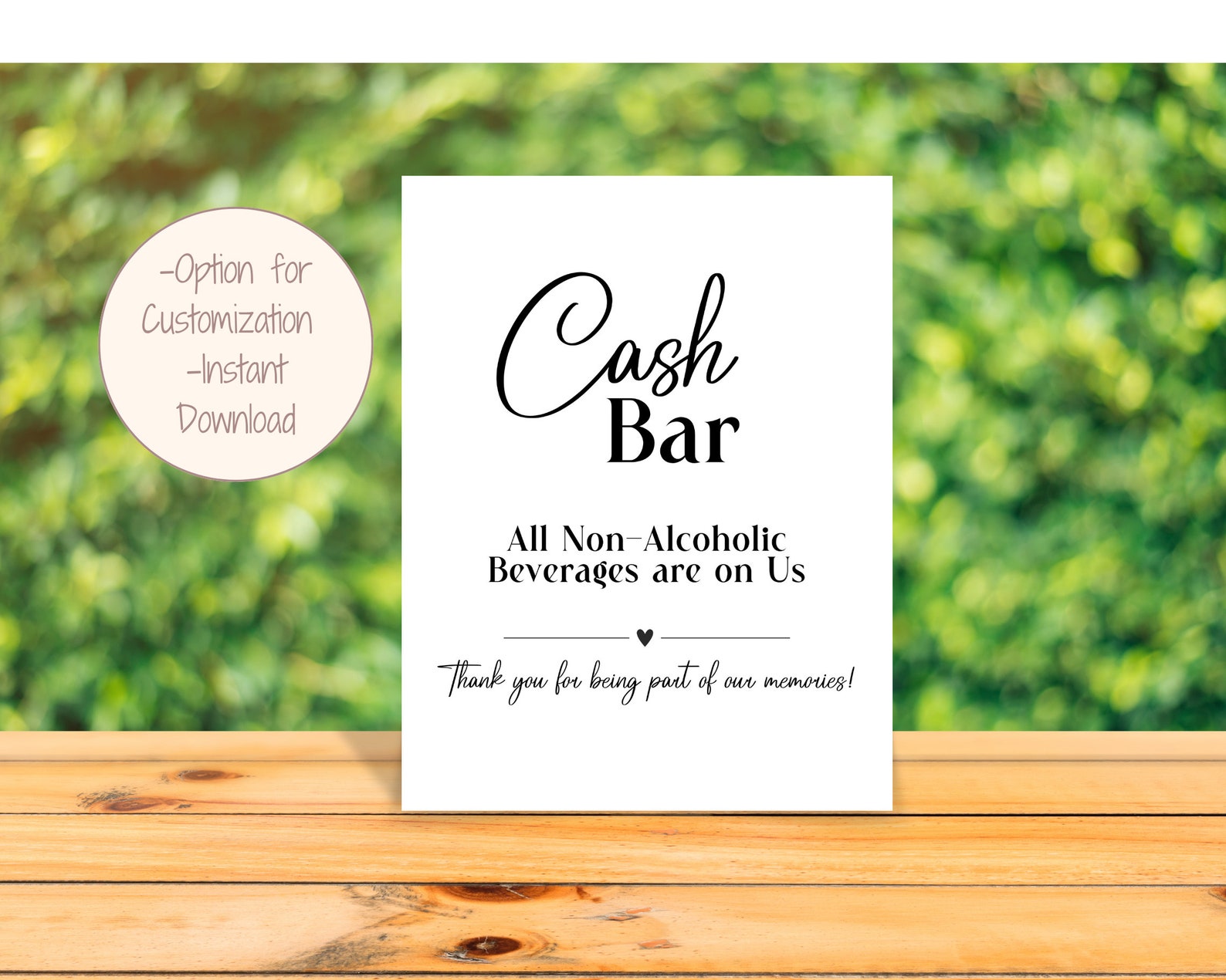 Instant Download Cash Bar Sign With Option for Customization - Etsy
