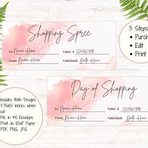 Template Shopping Spree Gift Certificate, Day of Shopping Gift for Teen ...