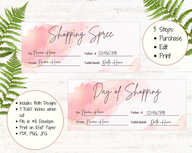 Template Shopping Spree Gift Certificate, Day of Shopping Gift for Teen ...