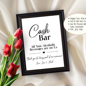 Editable Download Cash Bar Sign Template for Wedding, Anniversary or ...