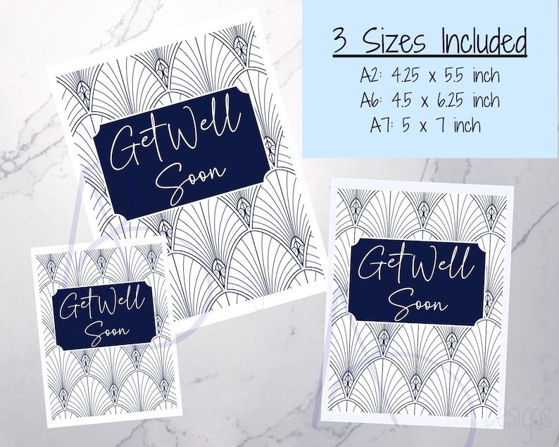 Get Well Soon Printable Greeting Card, Art Deco Get Well Card ...
