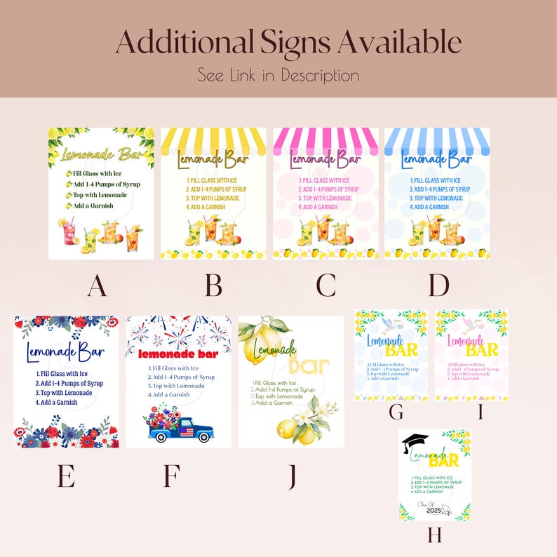 Lemonade Bar Sign for Graduation Party W/ Grad Cap and Class of 2025 ...