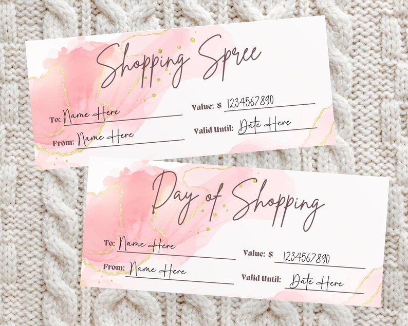 Template Shopping Spree Gift Certificate, Day of Shopping Gift for Teen ...