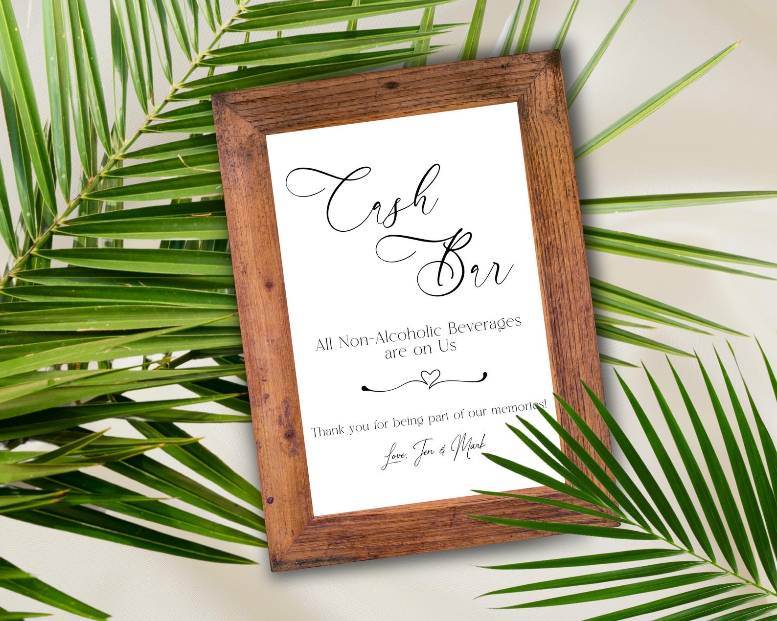 Editable Cash Bar Sign Template for Wedding, Anniversary, Birthday ...