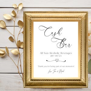 Editable Cash Bar Sign Template for Wedding, Anniversary, Birthday ...