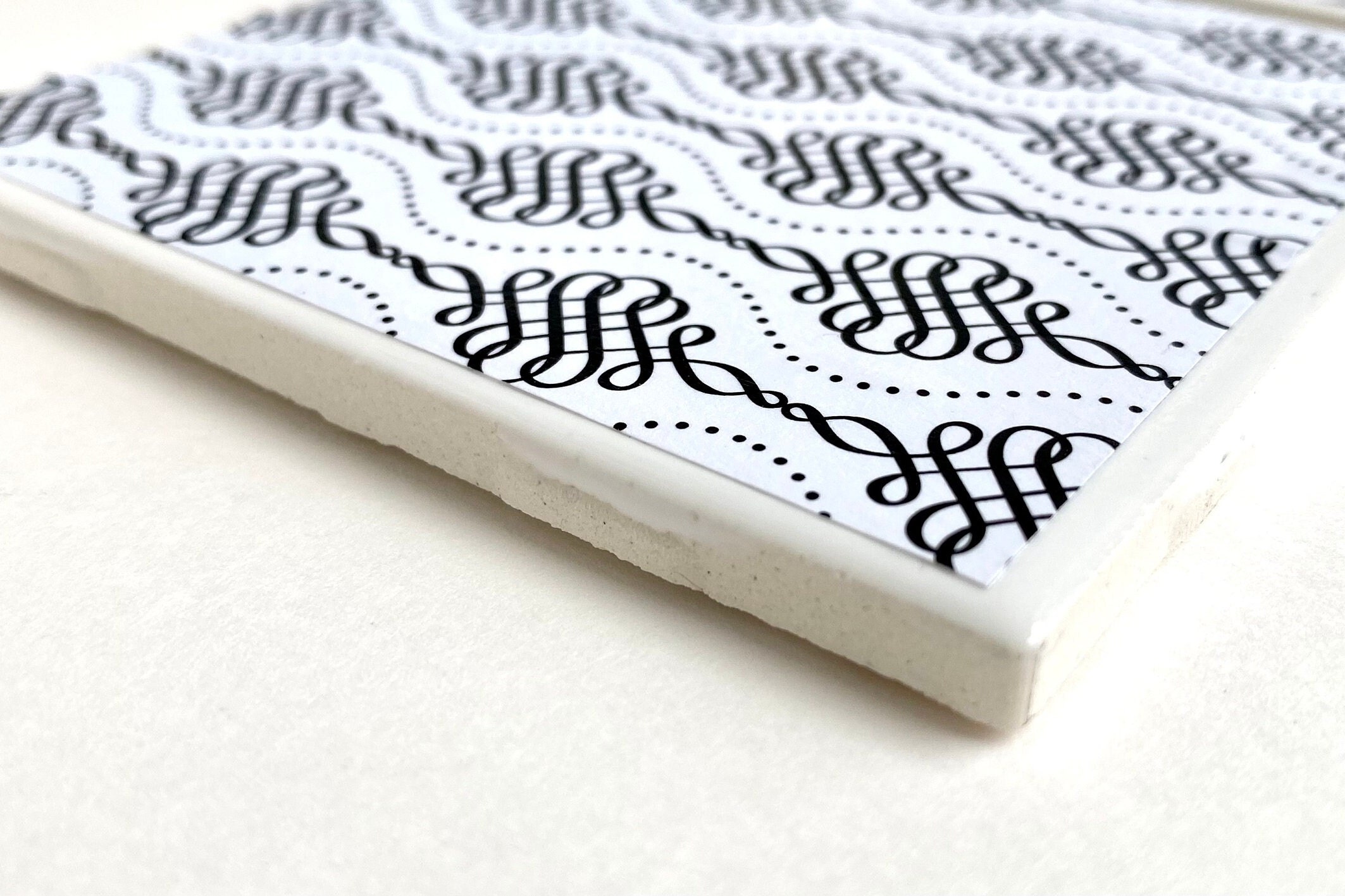 Extra Large Coaster With Squiggly Lines, Neutral Black Elegant Coaster ...