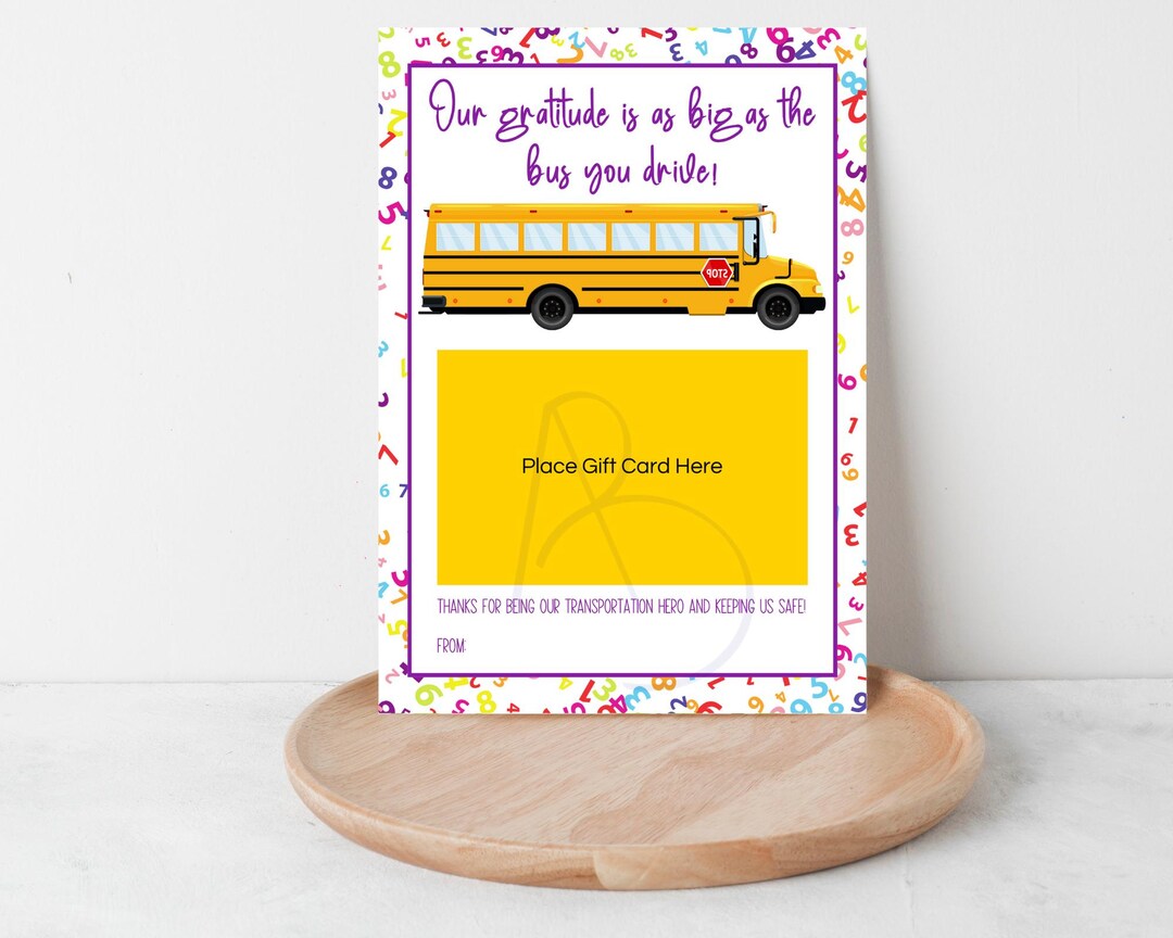 Bus Driver Thank You Gift Card Holder for Appreciation Gift or End of ...