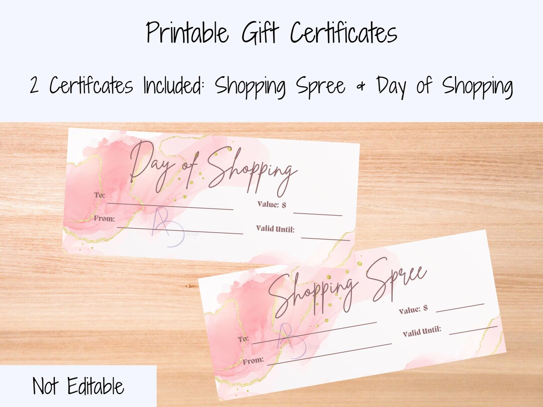 Day of Shopping Gift Certificate, Shopping Spree Gift Certificate, Teen ...