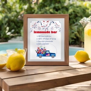 Lemonade Bar Sign for Fourth of July, Military Event, Patriotic Party ...