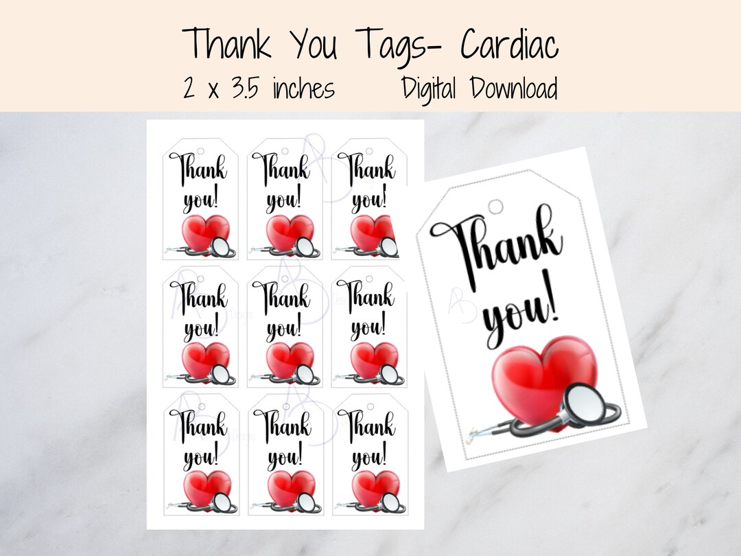 Cardiac Thank You Tag, Heart Doctor, Cardiac Rehab Thank You, Cardiac ...