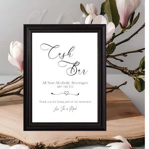Editable Cash Bar Sign Template for Wedding, Anniversary, Birthday ...