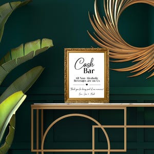 Editable Download Cash Bar Sign Template for Wedding, Anniversary or ...